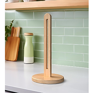 CHAUNCEY HOME Wooden Paper Towel Holder Stand for Jumbo Roll - Stylish Kitchen Paper Rack Bathroom Towel Roll Stand Organizer, Solid Wood Simply Standing Countertop Paper Roll Holder