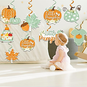 Little Pumpkin Baby Shower Decorations Hanging Swirls, Little Pumpkin Fall Hanging Decorations Autumn Leaf Hanging Pumpkin Decorations for Little Pumpkin Baby Shower Fall Party Decorations