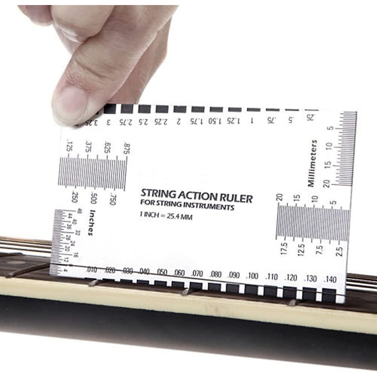 String Action Gauge Ruler, Guitar Height Gauge Set Up Tool for Electric Bass and Acoustic Guitar