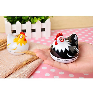 Cartoon Hen Mechanical Timers 60 Minutes Kitchen Cooking Timer Clock Loud Alarm Counters Mini Size Manual Timer for Study (Black)
