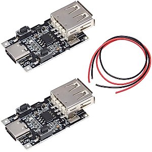 DKARDU 2 pcs USB C QC 2.0 3.0 DC Voltage Trigger Test Module 9V 12V 20V 5A 100W E-Mark Type-C Adjustable Power with 26awg red and Black Cable(USB Input)