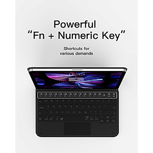 Officelab Bluetooth Keyboard Compatible with iPad Pro 11-inch (4th/3rd/2nd/1st Generation) and iPad Air (5th/4th Generation), with 7-Color Backlight, Shortcut Supported, KB09111, Black