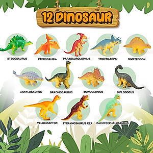 IVOXEX Dinosaur Toys,Dinosaur Sound Book with Pack of 12 Toy Figures,Realistic Roars,Interactive Perfect for Kids Dinosaurs Educational Toys for 3 4 5 6Year Old Boys&Girls
