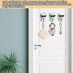 4pcs Cute Cat Key Hook, Cat Hooks for Wall, Creative Adhesive Cute Pet Hooks Coat Hook, Cute Key Holder for Wall,Practical Cat Hooks for Key, Scarf, Hat, Towel, Coat, Bag