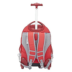 Travelers Club Rolling Backpack with Shoulder Straps, Red, 18-Inch