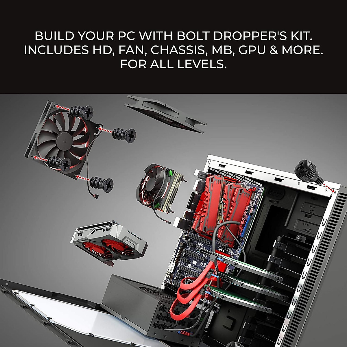 Bolt Dropper 502pcs Computer Screw Assortment Kit - Standoffs Screws for HDD Hard Drive, Fan, Chassis, ATX Case, Motherboard, Case Fan, Graphics, SSD, Spacer - DIY PC Installation and Repair Set