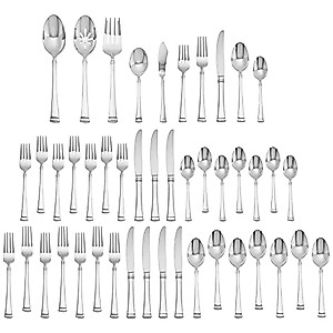 Mikasa Harmony 45-Piece 18/10 Stainless Steel Flatware Set with Serving Utensil Set, Service for 8