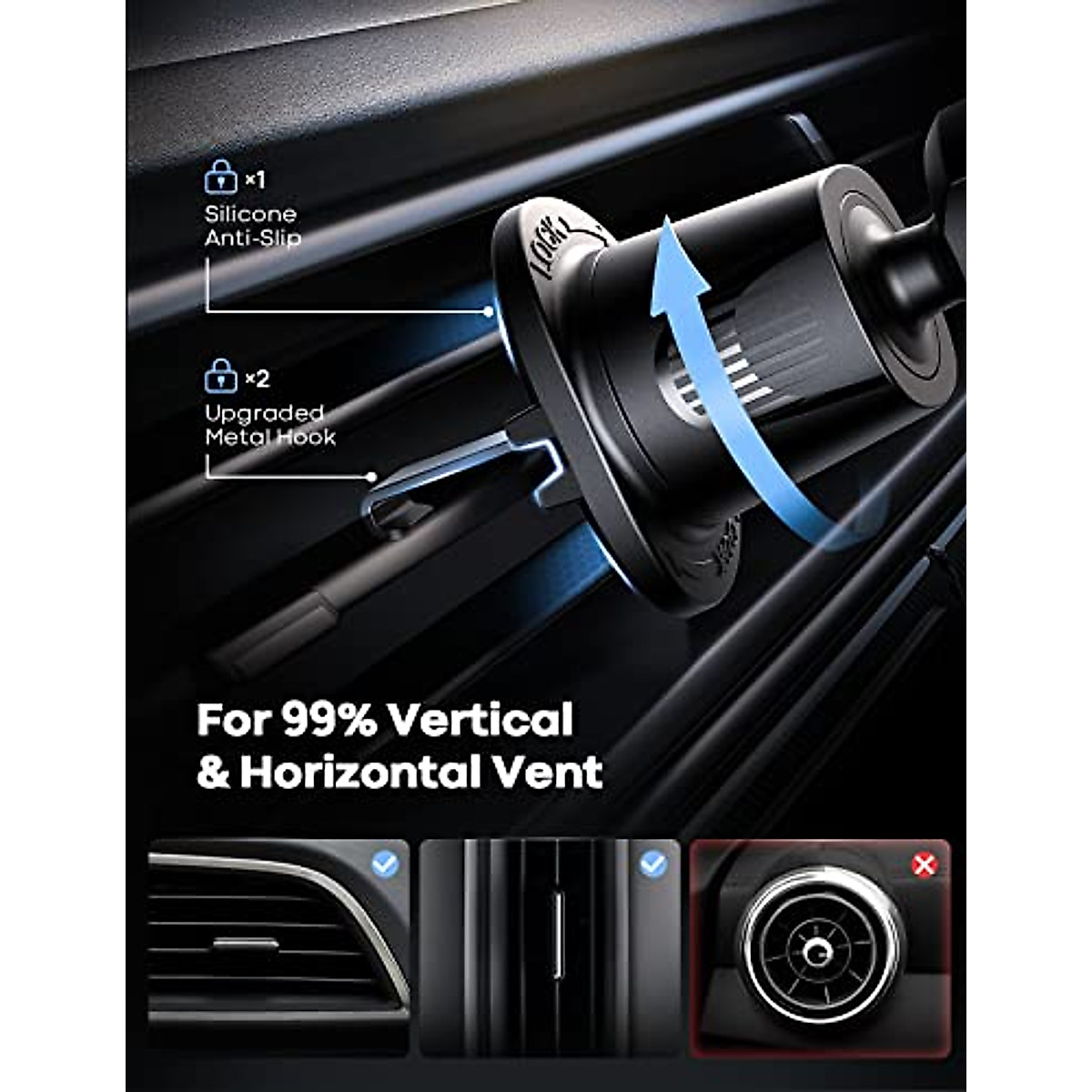 Lamicall Car Phone Holder Mount for MagSafe Magnetic Phone Holder for Car, Hands Free iPhone Car Holder Mount for iPhone 14 13 12 Pro Plus Max Mini MagSafe Case, Carbon Fiber