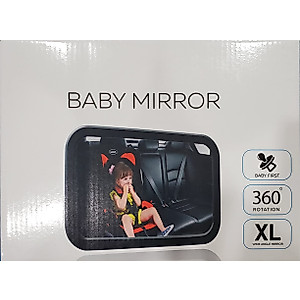 LmtLessDeals Baby Car Mirror Shatterproof Safely Monitor Infant Child in Rear Facing Seat Crash Test Rear Facing Car Mirror XL Wide Angle