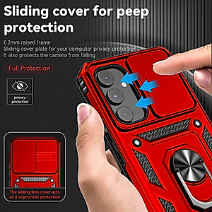 for Galaxy A54 5G Phone Case,with Screen Protectors and Camera Cover,[Military Grade] 16ft.Drop Tested Cover with Magnetic Kickstand Protective Case for Galaxy A54 5G, Red