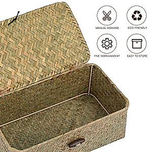Seagrass Basket Storage Basket with Lid Multipurpose Container for Home Organization - S, woven seagrass basket M, wicker storage baskets L hyacinth baskets