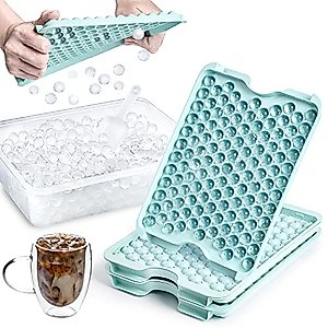 Combler Mini Ice Cube Tray with Lid and Bin, Ice Trays for Freezer 3 Pack, Upgraded 123X3 Pcs Small Round Ice Cube Trays Easy Release, Mini Ice Maker, Crushed Ice Tray for Chilling Coffee Drinks, Blue