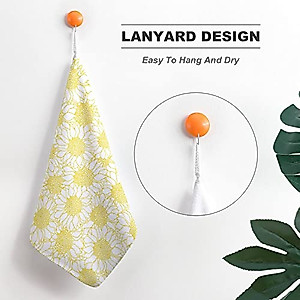 Lurnise Hand Towel Daisy Hand Towels Dish Towel Lanyard Design for Bathroom Kitchen Sports