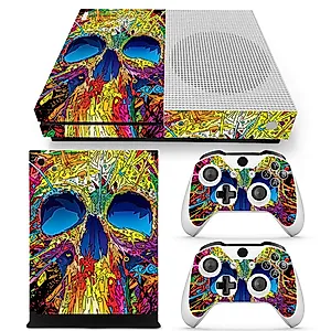 UUShop Protective Vinyl Skin Sticker for Microsoft Xbox One S Slim Colorful Skull