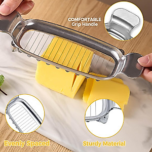 2024 upgraded Butter Slicer & Butter Cutter- Ergonomic Handle, 18 Sharp Wires, Cuts 1/4 Inch Slices, Butter Slicers for Butter Squares, Butter Cutter Slicer Single Stick, wire Cheese Cutter Slicer