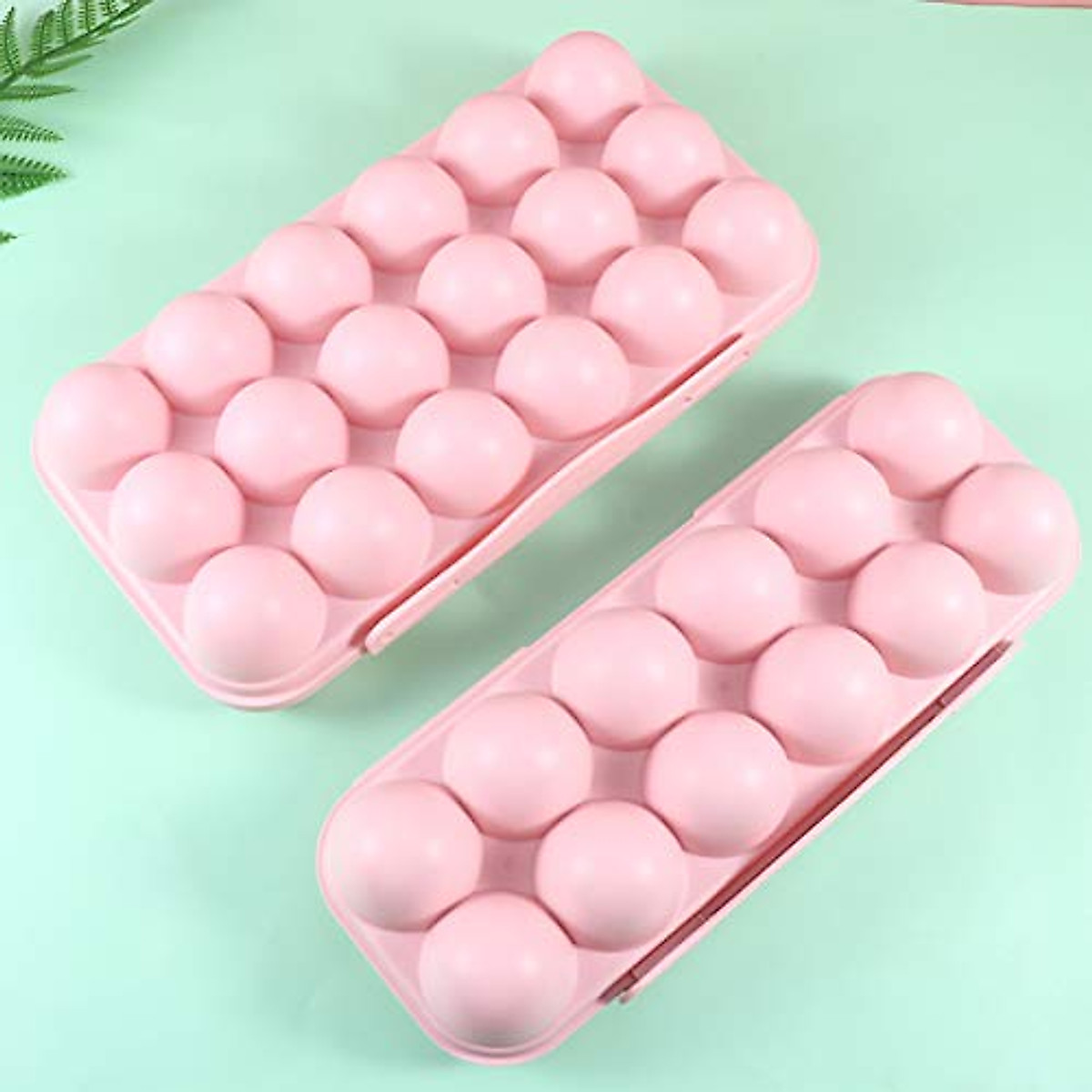 DOITOOL 2PCS Plastic Egg Holder for Refrigerator Deviled Egg Tray with Lid,Kitchen Shockproof Plastic Egg Storage Container for Fridge (Pink)