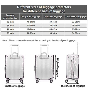 WCHOSOZH Luggage Cover, Clear Suitcase Cover Luggage Protector, Waterproof PVC Suitcase Cover for Wheeled Suitcases (28 inch)