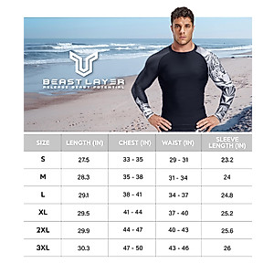 HUGE SPORTS Wildling Series UV Protection Quick Dry Compression Rash Guard (Shark,L)