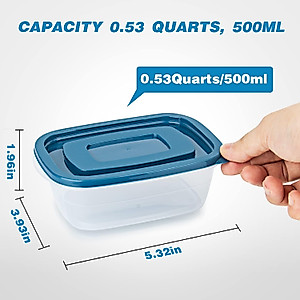 PEDECO Rectangle Plastic Portion box Sets with Lids.Food Storage Box,Container Sets,Food Storage,Food Containers,Cereal Containers,use for School,Work and Travel,0.53 quarts(500ML) per box,Set Of 5