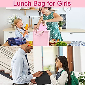 Deegotech Lunch Bag Women, 2Pack Large Insulated Lunch Box, Reusable Cooler Bags for Adult Men, Leakproof Lunch Tote Bags for Work Office Camping Picnic [Pink+Black]
