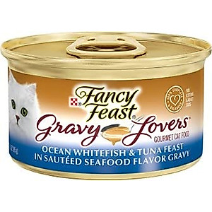 Fancy Feast Gravy Lovers Bundle, 2 Turkey, 2 Ocean Whitefish, 2 Salmon & Sole, 2 Beef, 2 Salmon Feast , & 2 Chicken & Beef. Each can is Total of 12 cans and Mouse Toy., 3 Ounce (Pack of 12)