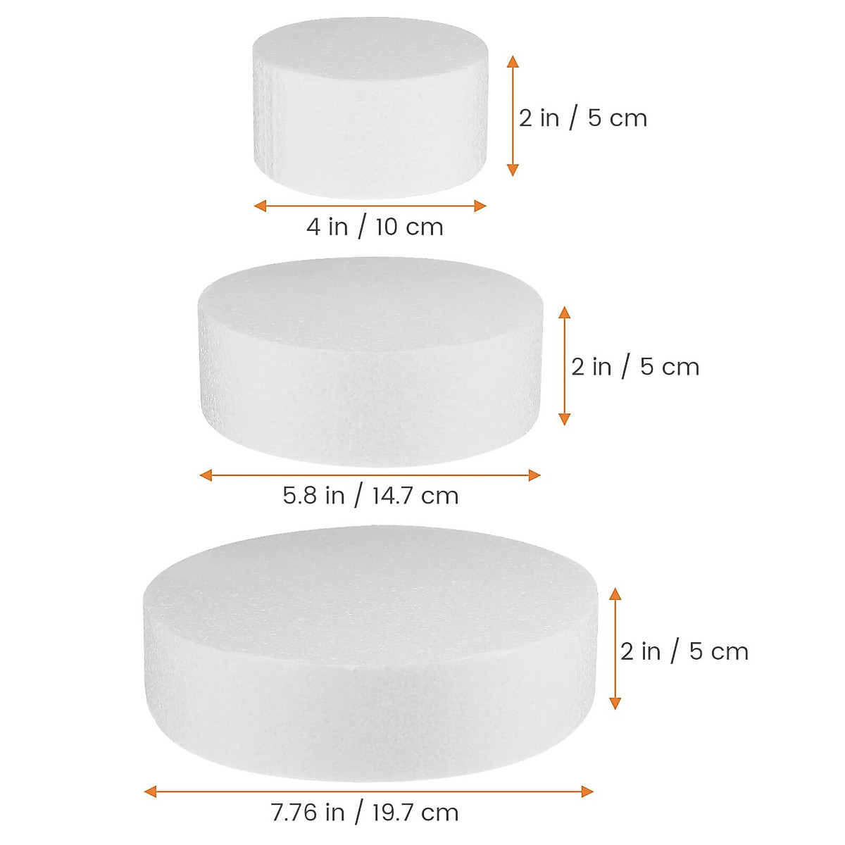 Foam Circles Cake Dummies Round Foam Fake Cake Models Mini Cake Set for Wedding Display Arts Practice Cake Practice Foam Mould Circle Cake 3 Tiers