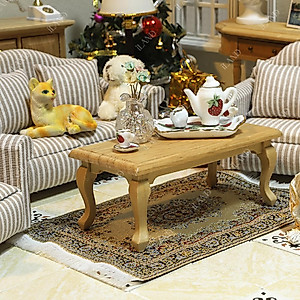 iLAND Miniature Dollhouse Accessories Vintage of Carpet for Dollhouse Furniture on 1/12 Scale and 3” - 12” Dolls, Woven Dollhouse Rugs 6” x 3.8”(2pcs Brilliance)