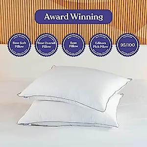 FluffCo. Down Alternative King Size Pillows | Luxury Hotel-Quality Cooling Pillow | Luxurious Breathable Microfiber Polyester Pillow | 300 Thread Count (King Size Soft - Pack of 1)
