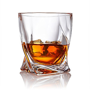 Twist Whiskey Aesthetic Glasses Set of 2, Ultra Clarity Glass Rocks Tumblers (10oz) by Van Daemon for Liquor, Bourbon or Scotch, Perfectly Gift Boxed