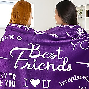 Best Friend Blanket, Best Friend Birthday Gifts for Women, Gift for Best Friend, Bestie Gifts for Women Unique, BFF Gifts for Women, 65” x 50” (Sassy - Purple)