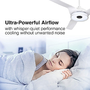 TRIFECTÉ 56 Inch Indoor Ceiling Fan with Light and Remote, Smart Ceiling Fan Compatible with App/Alexa/Google/Siri, Low Profile Ceiling Fan with 10-Speed Reversible Quiet DC Motor, ETL Listed (White)