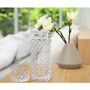 Bedside Water Carafe and Glass Set, Carafe, Water Carafe, Nightstand Carafe, Bedside Carafe, Mouthwash Decanter, Bedside Carafe and Glass Set, Carafe With Cup, Bedside Water Carafe, 24.70 Oz (Shiny)