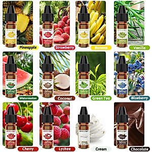 Food Flavoring Oil - 12 Liquid Lip Gloss Flavoring Oil, Concentrated Candy Flavoring, Flavor Oil for Baking, Cooking, Slime Making, Soap, Drinks, Water & Oil Soluble- 0.25 Fl Oz