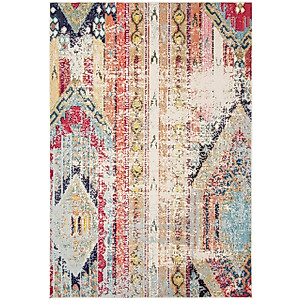 SAFAVIEH Madison Collection Accent Rug - 2' x 4', Blue & Orange, Boho Chic Tribal Distressed Design, Non-Shedding & Easy Care, Ideal for High Traffic Areas in Entryway, Living Room, Bedroom (MAD422F)