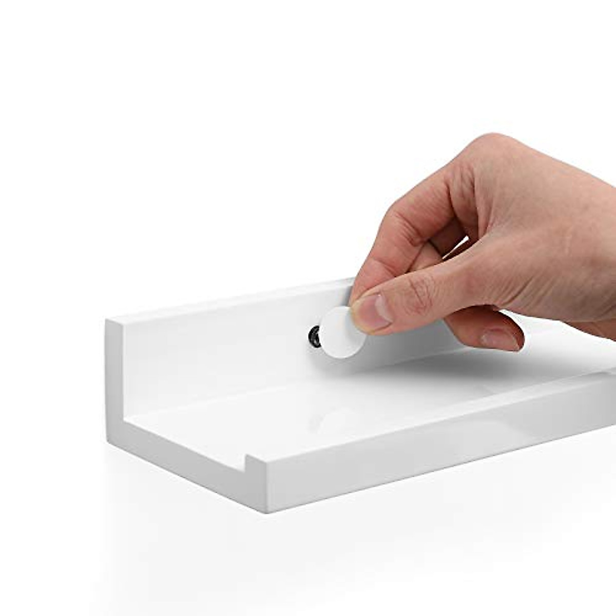 SONGMICS Floating Shelves Set of 2, Wall Shelves Ledge 31.5 x 3.9 Inches with Front Edge, for Picture Frames, Books, Spice Jars, Living Room, Bathroom, Kitchen, Easy Assembly, White ULWS080W01