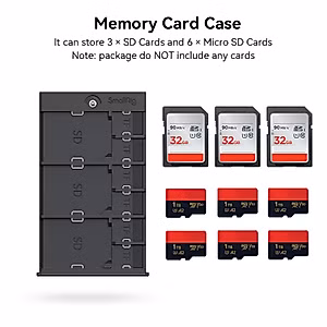 SMALLRIG Memory Card Case Holder Anti-Shock Anti-Fall and Scratch Suitable for SD/Micro SD/SIM Cards for Photography Enthusiasts - 2832B