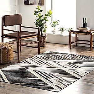 nuLOOM Elaine Handmade Leather Cowhide Geometric Area Rug, 8' x 10', Grey