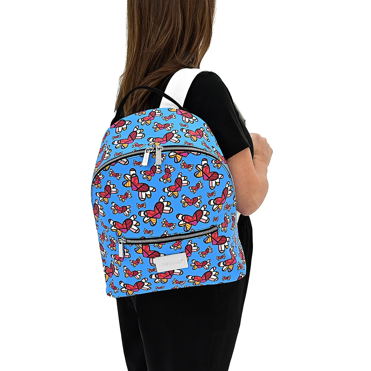 BRITTO Romero Vegan Leather Small Backpack, Flying Hearts