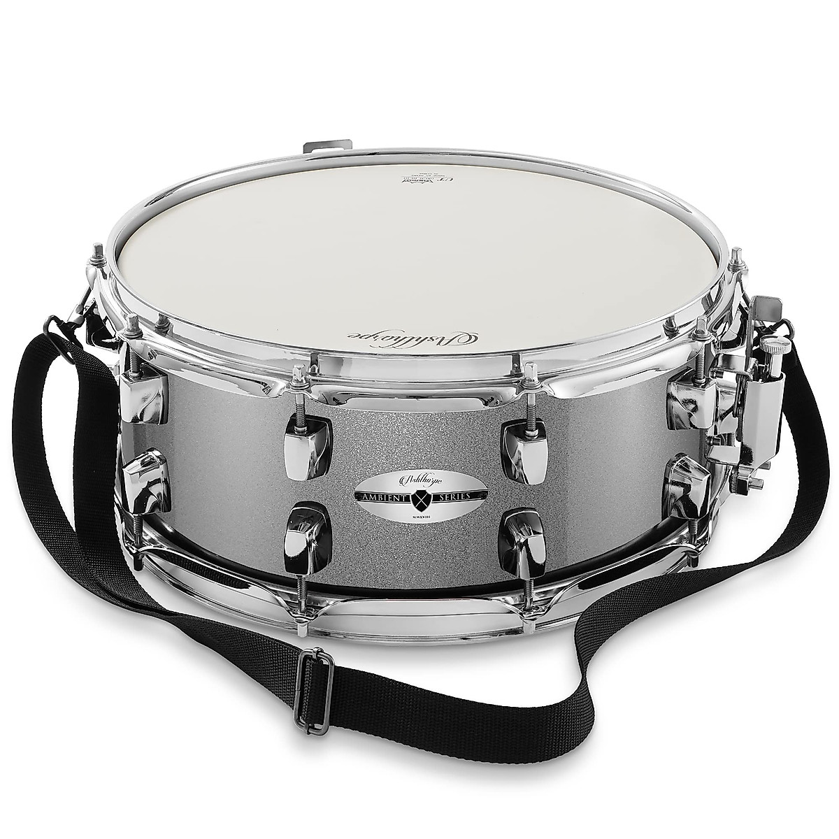 Ashthorpe Snare Drum Set with Remo Head (Silver) - Student Beginner Kit with Stand, Padded Gig Bag, Practice Pad, Neck Strap, and Sticks