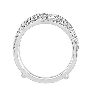 DivaJewel Round Cut White Diamond 925 Sterling Silver 14K White Gold Finish Diamond Wedding Enhancer Ring Guard Wrap for Women's