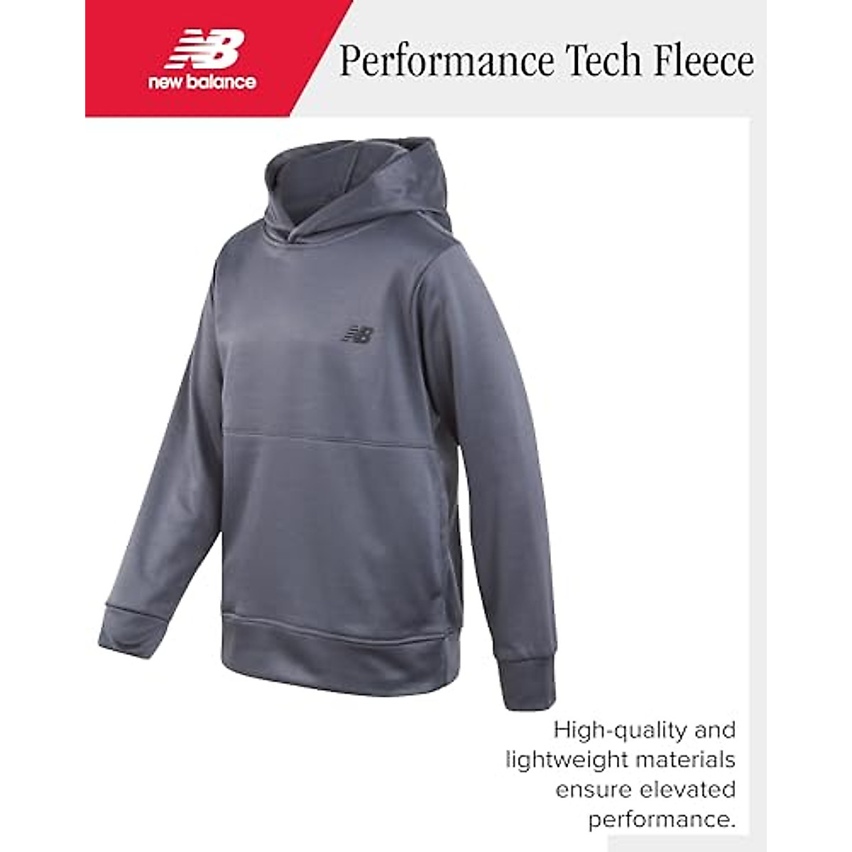 New Balance Boys' Sweatsuit - 2 Piece Performance Tech Fleece Hoodie Sweatshirt and Sweatpants - Jogger Pants Set (8-12), Size 8, Graphite