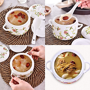 Small Ceramic Stew Pot with Lid Premium Steam Soup Bowl Steaming Cup for Home Kitchen Egg Custard Medicinal Herbs Bird's Nest Tonic, Oven Dishwasher Safe, 650ML (Yellow)