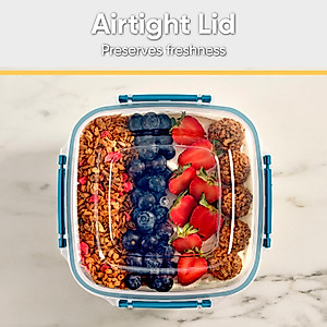 Superio Plastic Food Storage Container with Airtight Lid for Kitchen,- 10 Cup, 80 Oz, BPA Free, Leakproof, Stackable Sealed Container for Organizing- Microwave, Dishwasher and Freezer Safe, Blue