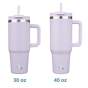 Konokyo 30 oz Tumbler with Handle and 2 Straws,2 in 1 Lid Insulated Water Bottle Stainless Steel Travel Coffee Mug,Wisteria