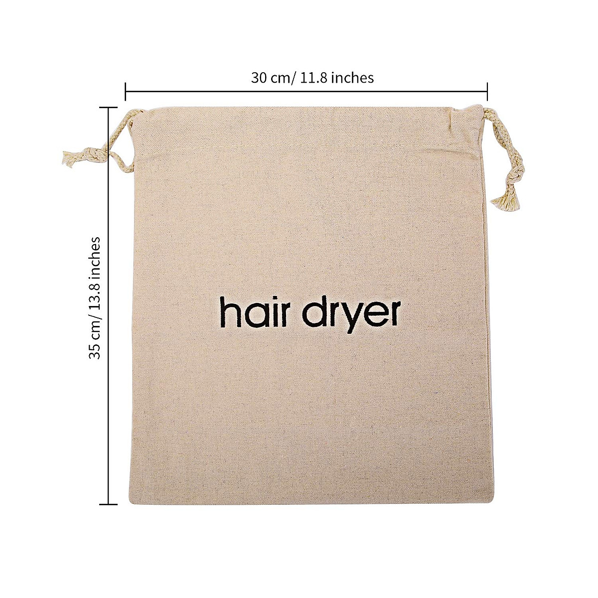 Senkary Hair Dryer Bags Drawstring Hairdryer Travel Bag Cotton Hair Dryer Storage Bag, 11.8 Inch by 13.8 Inch (Beige)
