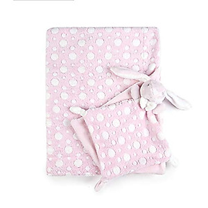 Tadpoles Plush Comfort Baby Security Blanket & Lovie 2PC Set, Pink Bubbles & Bunny Best Friend