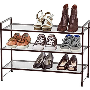 Simple Houseware 3-Tier Stackable Utility Shoes Organizer Rack, Bronze