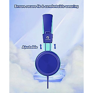 ADOOPE Kids Headphones Wired Kids Headphones for School/Travel/Home, Kindle, Mac, Tablet, iPad, 3.5mm Headphone Jack, Blue Kids Headphones with Microphone