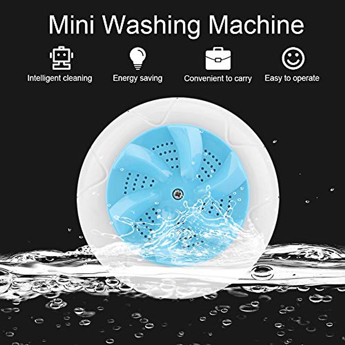Portable Mini Washing Machine, 5.1in Washing Machine, 3 in 1 Cleaning USB Ultrasonic Powered Turbo Washing Machine with Suction Cups, Dishwasher for Sink,Travelling,Camping,Business Trip