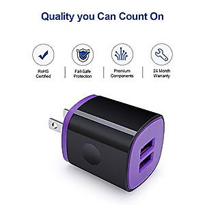 Charger Plug, Charging Block, Dual USB Wall Charger with Micro USB Charger Cable Android Phone Charger for Samsung Galaxy J7V J8, J7 Crown/Prime/Star/Sky Pro/Refine, S7 S6 Plus/Edge/Active